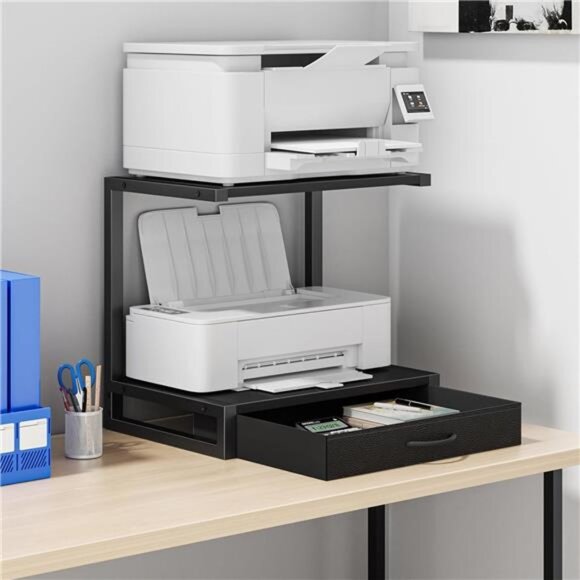 Accents | 2 Tier Printer Stand Desktop Table With Drawer Storage Shelf ...